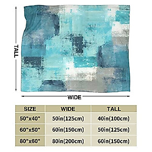 Teal Grey Throw Blanket Turquoise Abstract Art Ultra-Soft Cozy Fleece Blankets Lightweight Modern Flannel Blanket for Couch Sofa Bedding Home Decor (Turquoise Gray, 60" L x 50" W)