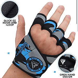 RDX Weight Lifting Gloves Grips, Gym Fitness Workout, Anti Slip Ventilated Open Back Gripper, Strength Training HIIT Exercise Deadlift, Men Women Cycling Rowing Climbing Hanging Pull Ups Gymnastics
