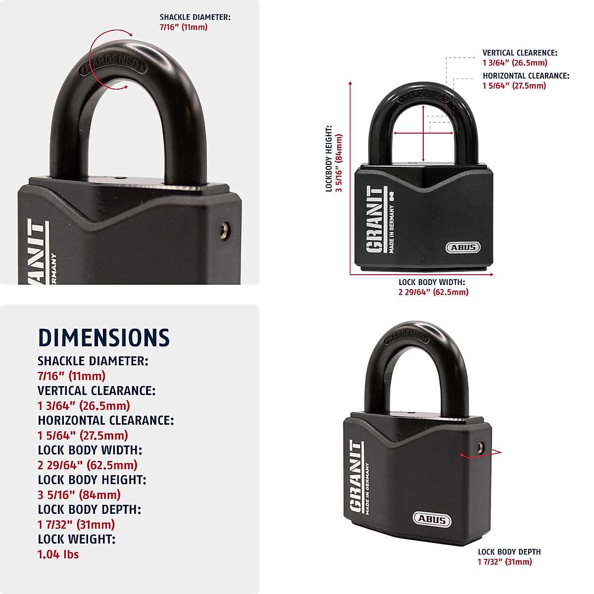 ABUS 37/55 RK KA Granit Alloy Steel Padlock Keyed Alike (Code 5544653)