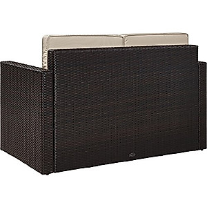 Crosley Furniture KO70092BR-SA Palm Harbor Outdoor Wicker Loveseat, Brown with Sand Cushions