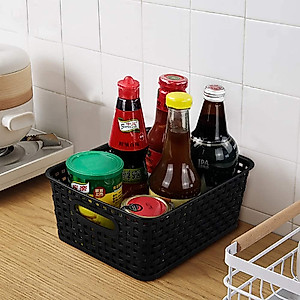 Qqbine Plastic Woven Basket, Plastic Weave Organizer Bins, 6 Packs
