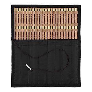 Creative Mark Paint Brush Roll Up Case - Bamboo Brush Mat with Tie Closure, 8 Large Pockets for Short and Long Handle Brushes, Breathable Design for Artists, Teachers, Students