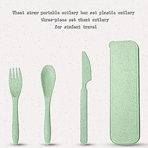 Travel Utensil Set with Case, 4 Sets Wheat Straw Reusable Spoon Knife Forks Tableware, Eco Friendly Non-toxin BPA Free Portable Cutlery for Travel Picnic Camping or Daily Use
