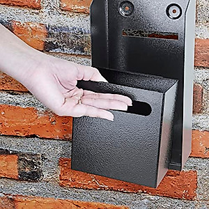 POCHAR Rainproof Wall Mount Disposal Containers - Galvanized Steel Outdoor Receptacles Smoker Disposal - Easy Waste Accommodation - for Outdoor Use (Black)