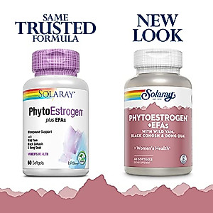 Solaray PhytoEstrogen Plus EFAs Menopause Support | Wild Yam, Black Cohosh, Evening Primrose & Borage | 60ct, 30 Serv.