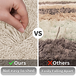 Yimobra Bath Rugs Plush Bath Mat, Soft Comfortable, Extra Thick Fluffy Shower Rug, Super Water Absorbent, Machine Washable Non Slip Shaggy Mats for Tub (31.5 x 19.8 Inches, Beige)