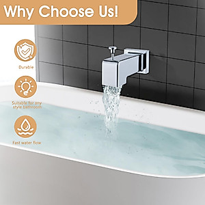 YASINU Slide-On Diverter Tub Spout - Sleek Square Design for Bathroom, Fits 1/2" Copper Pipe (5/8" OD), Child-Safe Rounded Edges, Easy Installation, Chrome