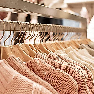 Natural Wood Coat Suit Hangers with Non Slip Bar & Swivel Chrome Hook (Solid High Grade Maple) (10)