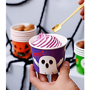 Winoo Design Halloween Treat Cups Disposable - 40 PK - 8oz Ice Cream Paper Cups Party Cups for Halloween Party Supplies Halloween Decoration Decor Tableware
