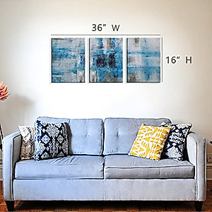 NESS-BEZAL Abstract Canvas Wall Art for Living Room Large Size, Modern Abstract Blue & White Artwork Painting Picture for Bedroom Office Home Wall Decorations