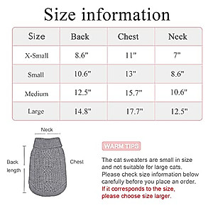 Jnancun Cat Sweater Turtleneck Knitted Sleeveless Cat Clothes Warm Winter Kitten Clothes Outfits for Cats or Small Dogs in Cold Season (Medium, Grey)