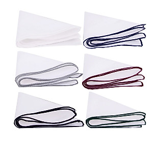 BonjourMrsMr Assorted Pack of Mens Classic White Cotton Pocket Square for suits Handkerchiefs
