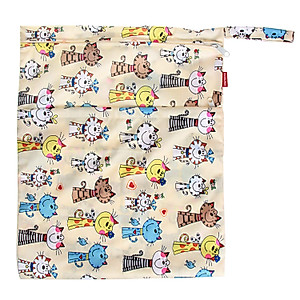 Damero 3pcs Pack Wet Dry Bag for Cloth Diapers Daycare Organizer Bag, Cats