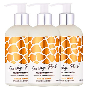 Coochy Plus Intimate Shaving Cream MOISTURIZING Plus CITRUS ELIXIR For Pubic, Bikini Line, Armpit - Rash-Free With Patent-Pending Formula–Prevents Razor Burns & Bumps, In-Grown Hairs, Itchiness 3 Pack