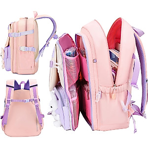 Gazigo Girls Backpack Elementary School, Bunny Backpack for girls Cute Kids Laptop Bag Kindergarten Preschool Bookbag Mochila Para 5.6.7.8.9.10 Niñas(Only Backpack Pink)
