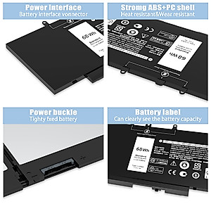 68WH GJKNX Battery Replacement for Dell Latitude 5480 5580 5280 5288 5488 5590 5591 5490 5491 5495 E5480 E5580 E5490 E5590 Precision 15 3520 3530 Series GD1JP DY9NT 5YHR4 451-BBZG 7.6V 4-Cell