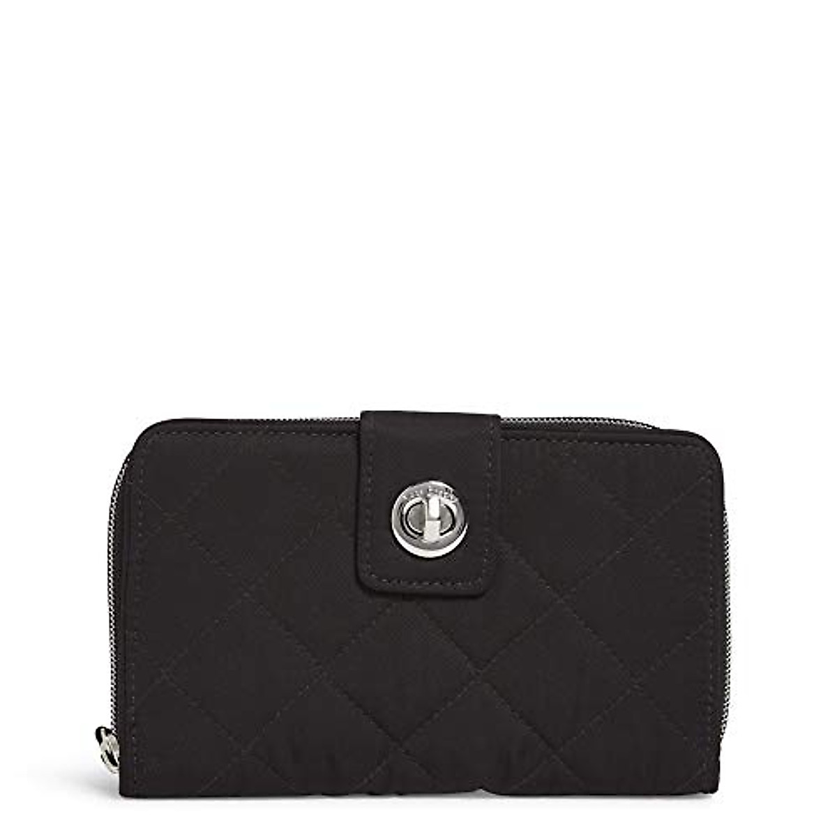 Vera Bradley Women's Performance Twill Turnlock Wallet With RFID Protection, Black, One Size