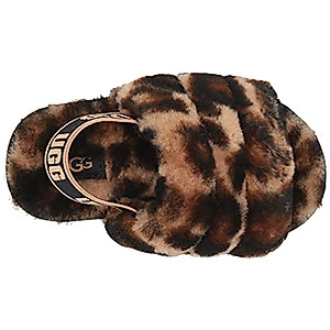 UGG Girls T Fluff Yeah Slide Panther Print Slipper, Butterscotch, 11 Little Kid