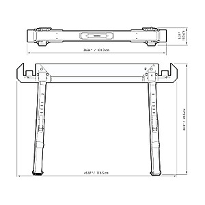 ToughBuilt - Folding Sawhorse - Sturdy, Durable, Lightweight, Heavy-Duty, 100% High Grade Steel - Adjustable up to 4x4 Size Support Arms - 1300 LB Capacity - (TB-C700) - 2 Pack