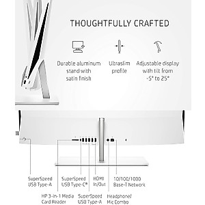 HP Pavilion All-in-One 27-d0230z, AMD Ryzen 7 4800H 16 GB DDR4 1TB HDD 256GB PCIe NVMe M.2 SSD 27" Diagonal FHD Display, Windows 11 Home
