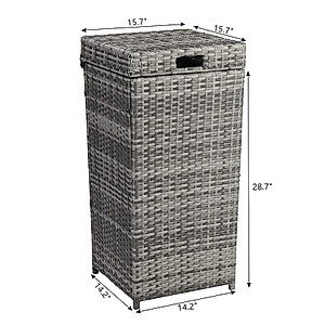 Patio Weather Resistant Wicker Trash Bin Grey
