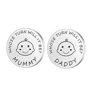 XINYANS Parents Decision Coin Baby Gifts - 2 Pcs New Dad Mom Gifts Mom Dad Funny Decision Coin Pregnancy Gifts for Mom Dad