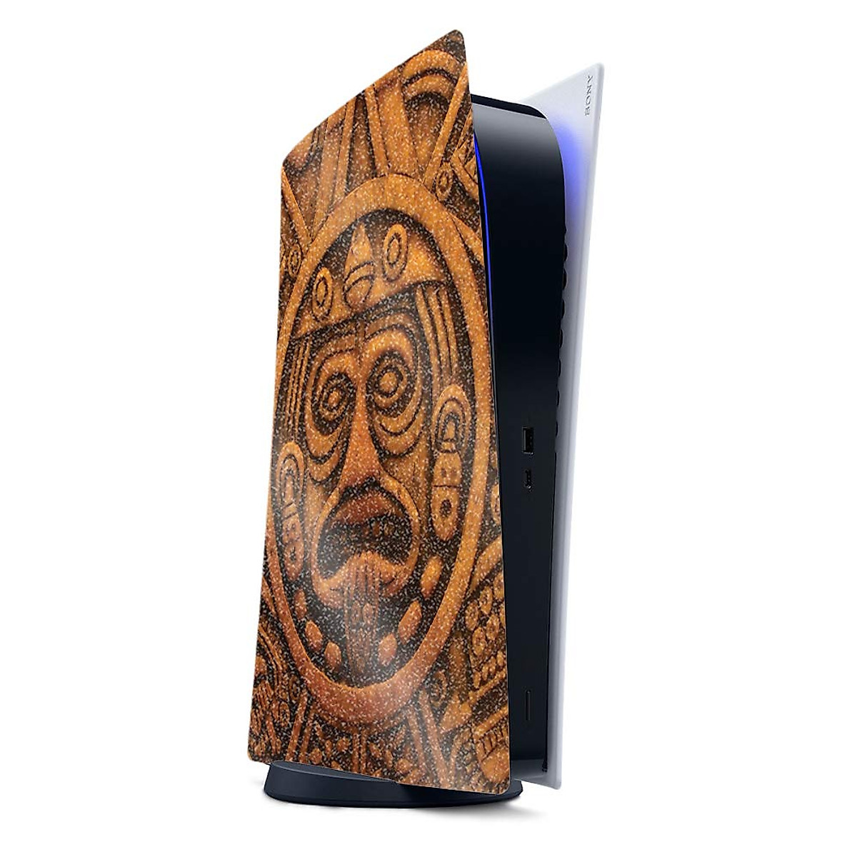 MightySkins Glossy Glitter Gaming Skin for PS5 / Playstation 5 Digital Edition - Carved Aztec | Durable High-Gloss Glitter Finish | Easy to Apply and Change Styles | Made in The USA
