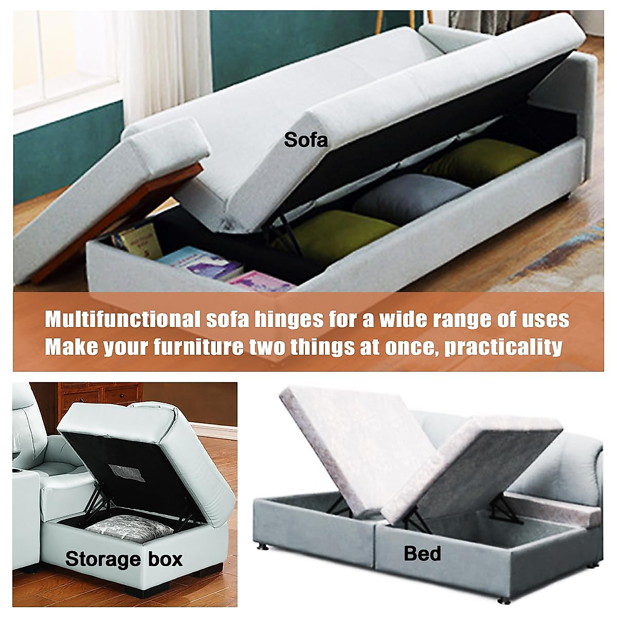 ANTEISI Large Lift and Up Hinges,Sized Sofa Bed Storage Lifting Hinge,Lift Up Storage Bed Hinges,Storage Box Hinges Lifting Storage Bed Sofa Hinges,Lift Up Hinges Mechanism,Hinges Heavy Duty