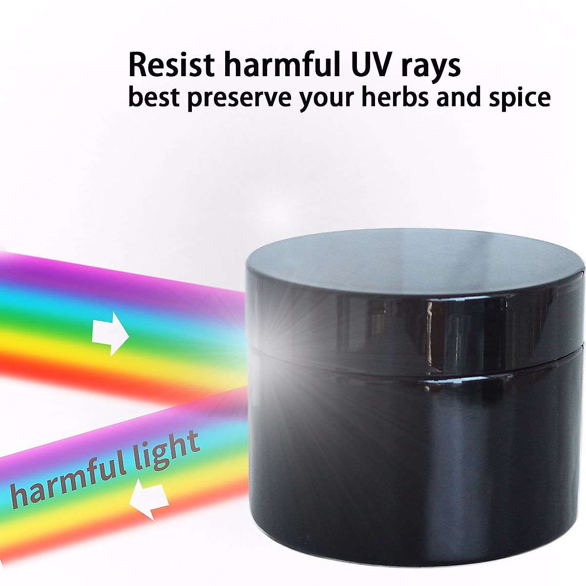 Matoolser Black Glass Storage Jar 250ml Wide Mouth Airtight UV Protection Container for Spice Coffee