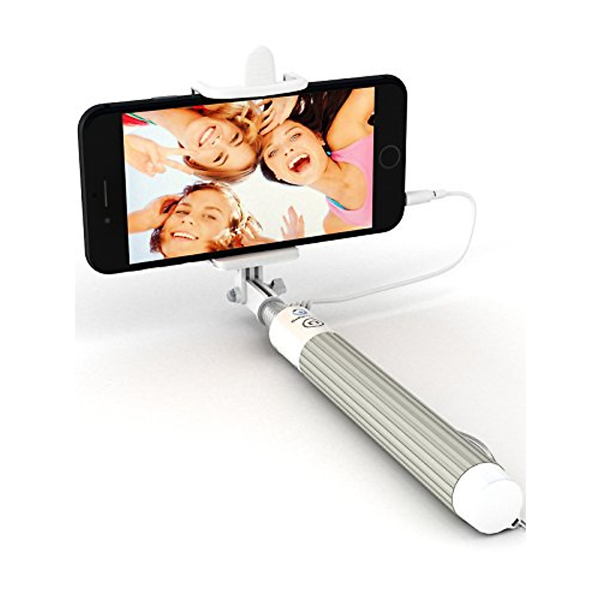 Premium 5-in-1 Wired Selfie Stick for iPhone 11 10 XR XS 9 8 7 6 5, Samsung Galaxy S10 S9 S8 S7 S6 S5 - Takes Selfies in Seconds, Get Perfect HD Photos - No Apps, No Downloads, No Batteries Required