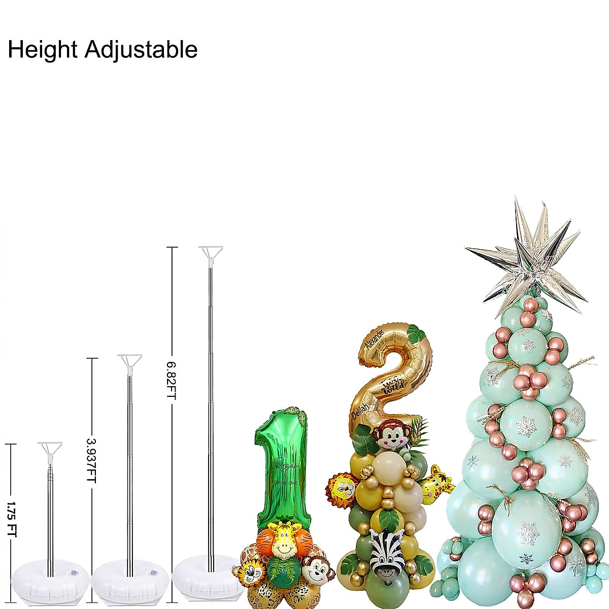 Balloon Columns Set of 2 Adjustable Metal 6.8 Feet Balloon Stands for Floor,Balloon Column Stand for Baby Shower Birthday Graduation Wedding Christmas Party