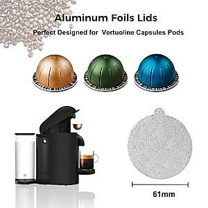 Clinuse Aluminum Foils Lids Seals to Reusable Nespresso Capsules Coffee Pods, 100Pcs Nespresso Vertuo Pods Cover Seals, Compatible with Nespresso Vertuoline Vertuo (61mm, Gray)