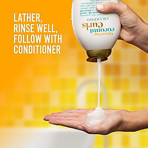 OGX Quenching + Coconut, Curl-Defining Shampoo, Hydrating & Nourishing Curly Hair Shampoo with Coconut Oil, Citrus Oil & Honey, Paraben, Sulfate-Free Surfactants, 13 floz