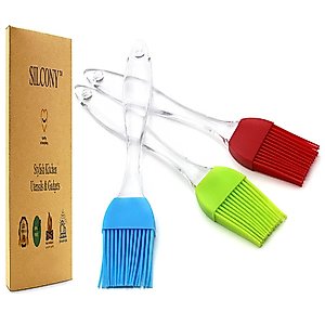 SILCONY 7" Silicone Basting Pastry Brush - Perfect for Oil Butter Spread, Marinades, Baste, BBQ, Grill, Cooking - BPA Free, Food Grade Material, Dishwasher Safe (3, 7 Inches)