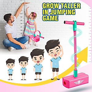 CUUGO LET'S GO! CG Pogo Stick Toys for 3-12 Year Old Girls, Foam Pogo Jumper Toys for Age 3-12 Years Old Kids Pogo Stick Autism Toys Outdoor Toys Party Birthday Stocking Stuffers Fun Toys, Rose Red