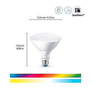 WiZ Connected 120W PAR38 Color LED Smart Light Bulbs - Connects to Your Wi-Fi - E26 Smart Bulb - Control with Voice or App + Activate with Motion - Matter Compatible - 1 Pack