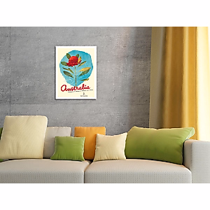 Australia - Red Waratah (Telopea) Flower - New South Wales (NSW) State Emblem - Vintage Travel Poster by Gert Sellheim c.1935 - Master Art Print (Unframed) 9in x 12in