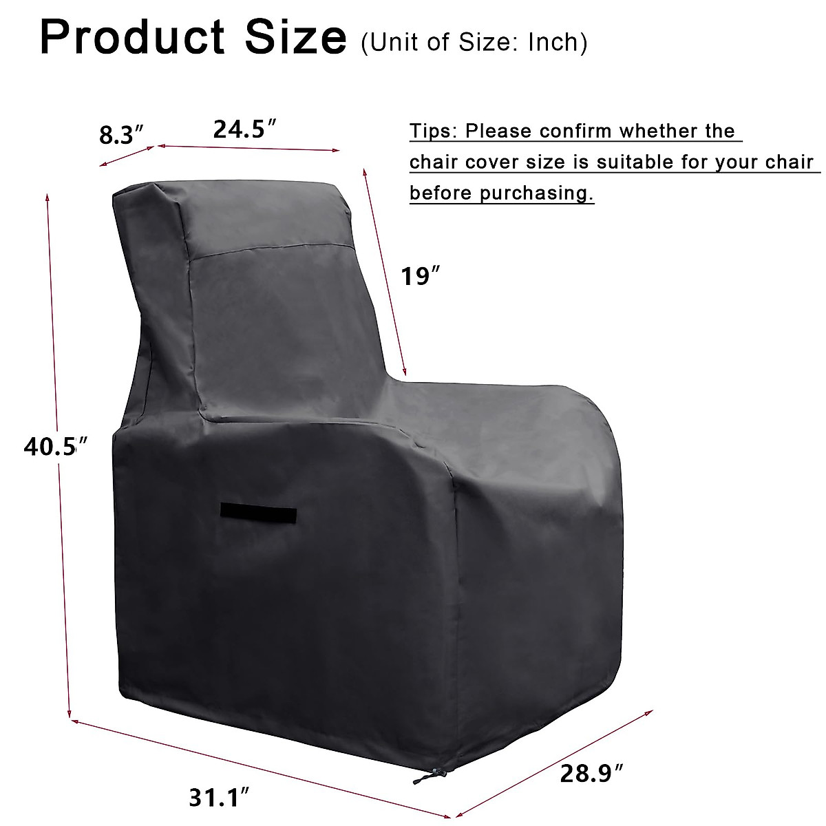 Skypatio Patio Chair Cover Waterproof, Outdoor Furniture Storage Cover for All Weather Protection (Black)