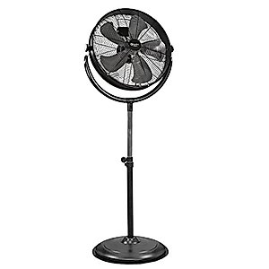 Comfort Zone CZHVP20S 20” 3-Speed Slim-Profile High-Velocity Industrial Pedestal Fan with Aluminum Blades and Adjustable Tilt, All-Metal Construction, Black