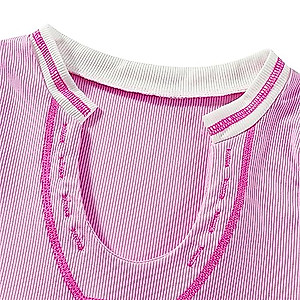Women Y2K Going Out Crop Top Short Sleeve V Neck Ribbed Cropped T Shirt Casual Basic Fitted Baby Tees Streetwear A Pink