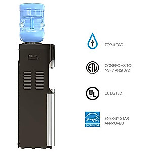 Brio Essential Series Top Loading Water Cooler Dispenser - Tri Temp Dispense, Child Safety Lock, Holds 3 or 5 Gallon Bottles - UL/Energy Star Approved