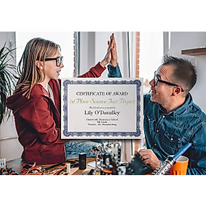 100 Sheet Certificate Paper, Blue Border, Letter Size Blank Paper, by Better Office Products, Specialty Award, Diploma Certificate Paper, Laser and Inkjet Printer Friendly, 8.5 x 11 Inches, 100 Count