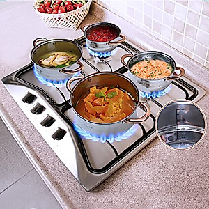 Upgraded Version 8 Pcs Pots Set Nonstick,Premium Stainless Steel Pots,Pot Sets for Cooking Nonstick Clearance with Stainless Steel Handle and Glass Lid（1.5Qt,2.0Qt,3.0Qt,5Qt）