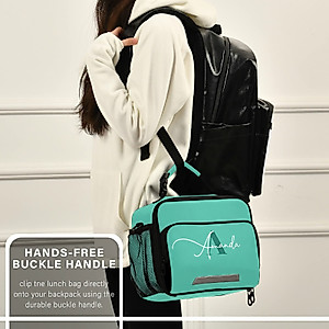 Custom Teal Insulated Lunch Bag with Adjustable Shoulder Strap Lunch Box for Students Women Light Weight Tote Lunch bag for Work Picnic School