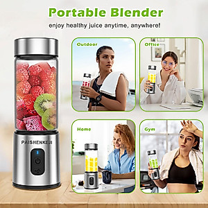 Glass Portable Blender for Smoothies: Personal Blender for Shakes and Smoothies USB Rechargeable, for Baby Food Travel Beach Office Sports Use