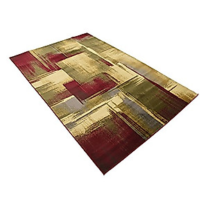 Unique Loom Barista Collection Modern, Abstract, Urban, Distressed, Rustic, Warm Colors Area Rug, 5 ft x 8 ft, Multi/Olive