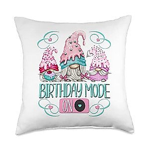 Cute Birthday Gnome Gifts For Gardener Legends Funny Gnomes for Women Cute White Birthday Mode Throw Pillow, 18x18, Multicolor