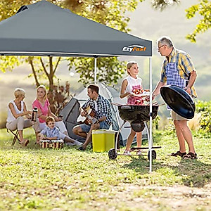 EzyFast Patented Umbrella Structure Instant Beach Canopy Shelter, Portable Straight Leg Pop Up Shade Tent with Wheeled Carry Bag (10'x10', Space Gray)