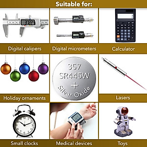 LOOPACELL 357/303 Silver Oxide Batteries (Pack of 5) - 1.55V Long Lasting Coin Cell Battery for Calculators, Lasers, Toys, Small Clocks, Digital Micrometers, Decorations, Holiday Ornaments
