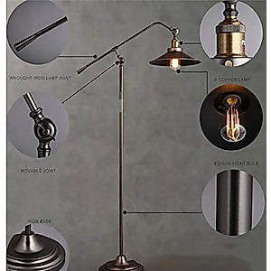 TANGIST Nordic Home Floor Light- Industrial Wind Floor Lamp/Retro Nostalgic Warehouse Study Room Living Room Bedroom Creative Long Arm Fishing Floor Lamp Floor Uplighter Modern Style Home Decoration